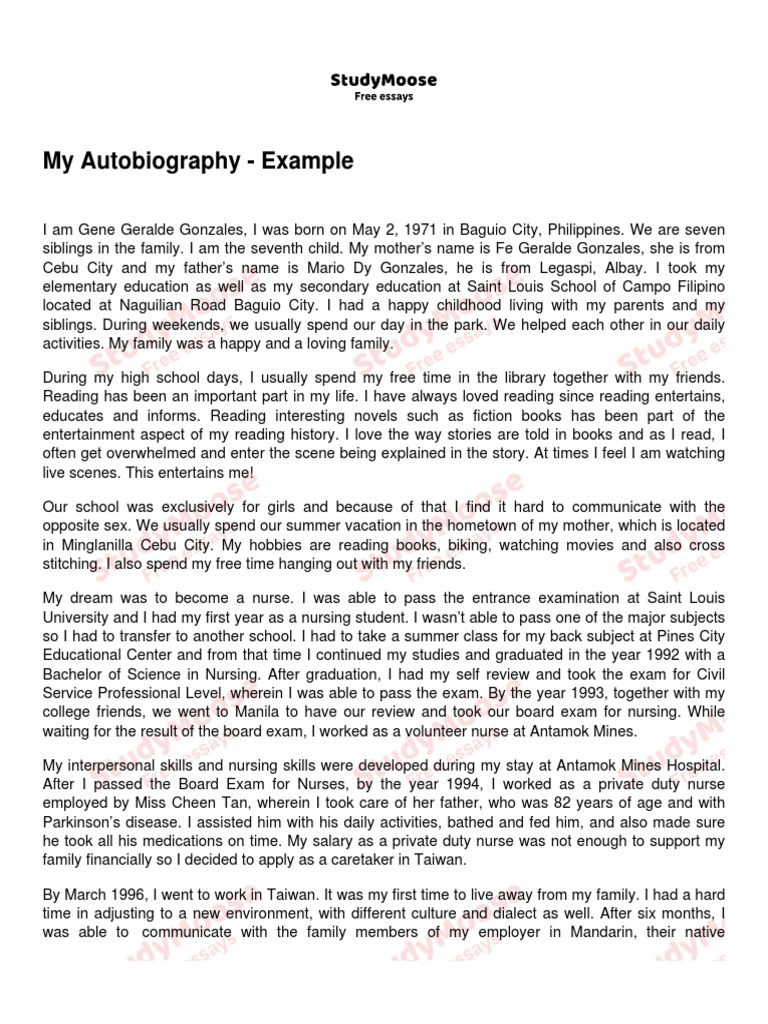 My Autobiography - Example | PDF