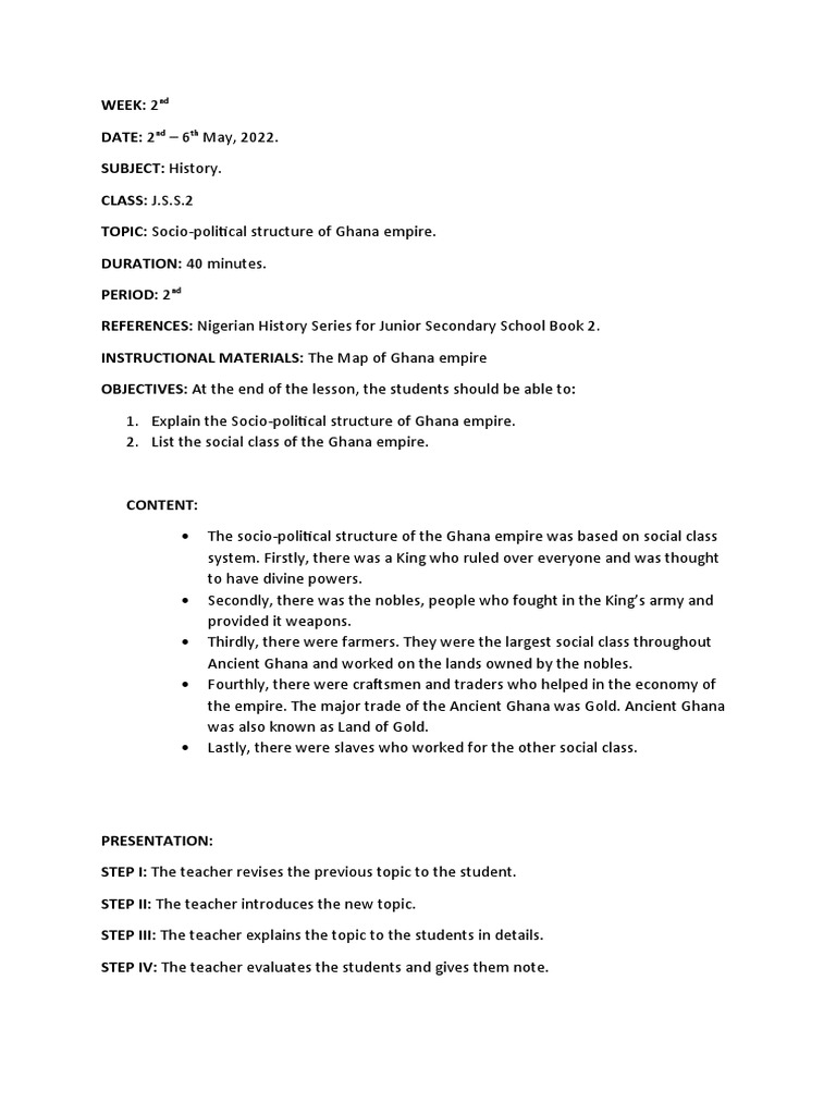 History Jss 2 Week 2 3rd | PDF History Jss 2 Week 2 3rd | PDF