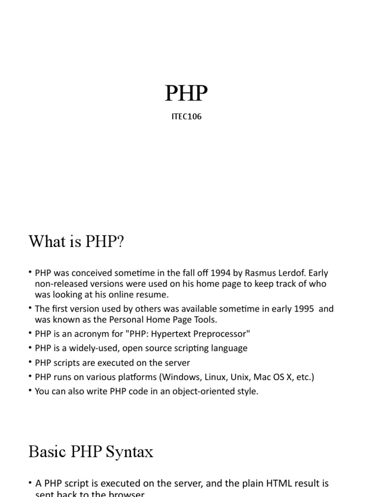 Itec106 04 PHP | PDF | Php | Data Type Itec106 04 PHP | PDF | Php | Data Type