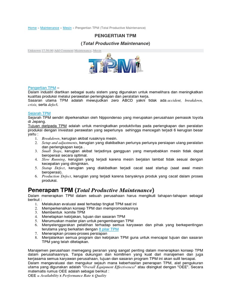 TPM Pengertian & 8 Pilar TPM | PDF
