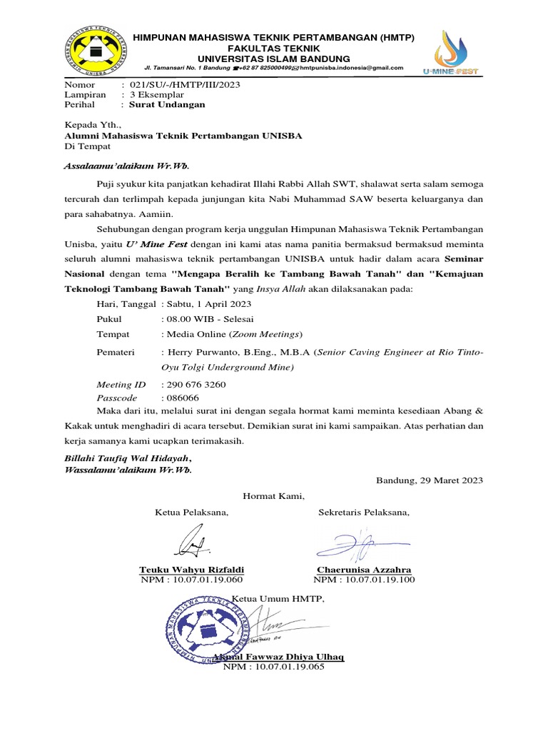 021 SU Surat Undangan Alumni | PDF