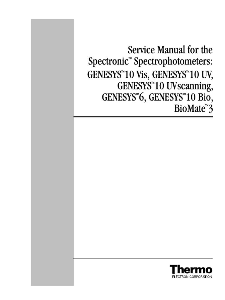 Spectronic Genesys 10 Vis2 | PDF | Ultraviolet–Visible Spectroscopy ...