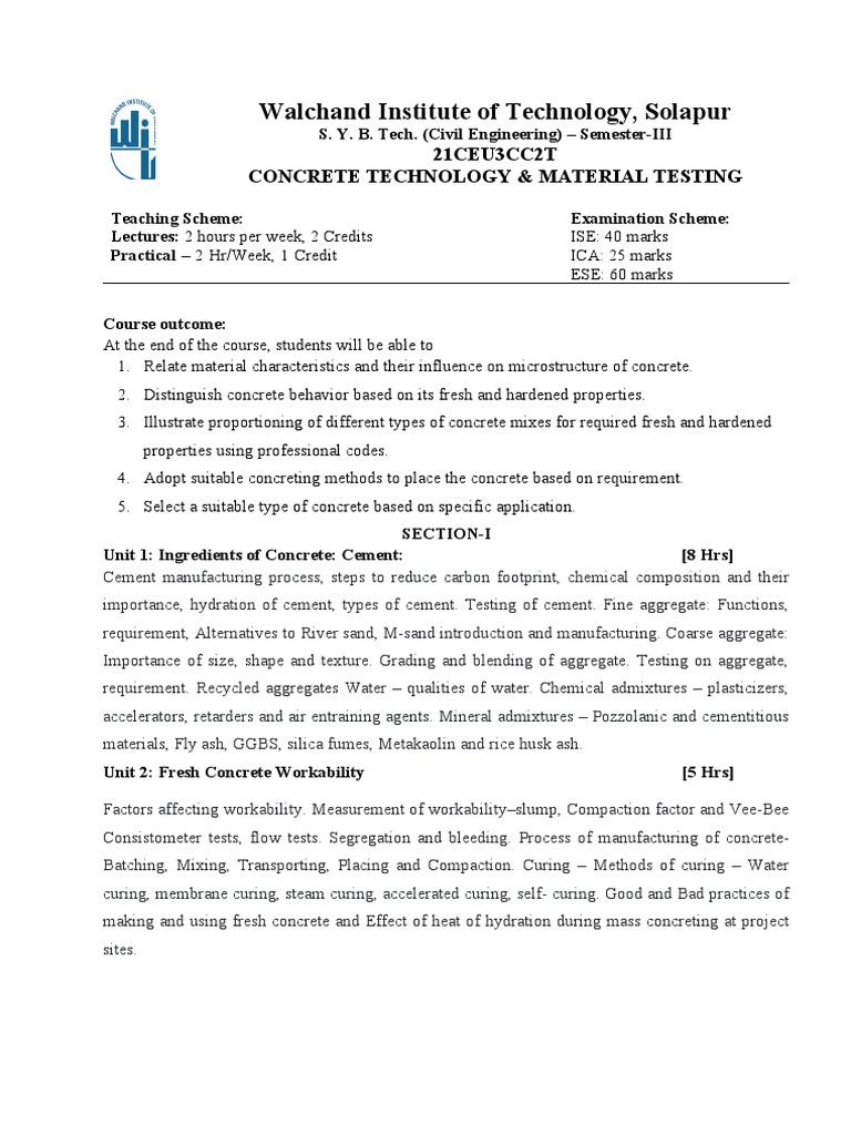 CTMT New Syllabus | Download Free PDF | Concrete | Cement