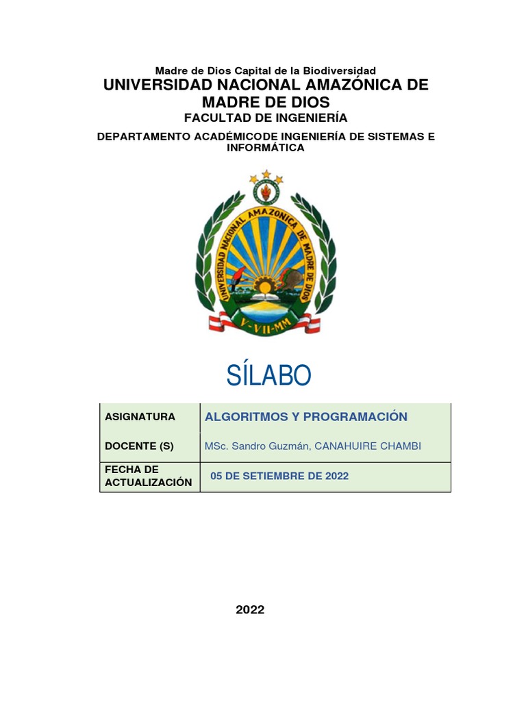 Silabo de Algoritmos Y Programacion | PDF | Programación de computadoras | Evaluación