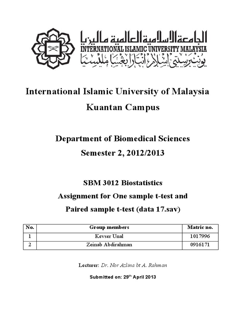 One Sample and Paired T-Test | PDF | Student's T Test | Statistical ... One Sample and Paired T-Test | PDF | Student's T Test | Statistical ...