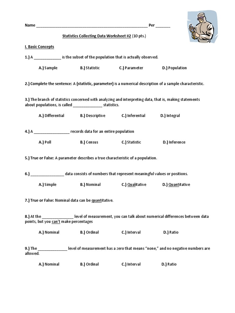 Statistics Collecting Data Worksheet 2 | PDF | Statistics | Sampling ...