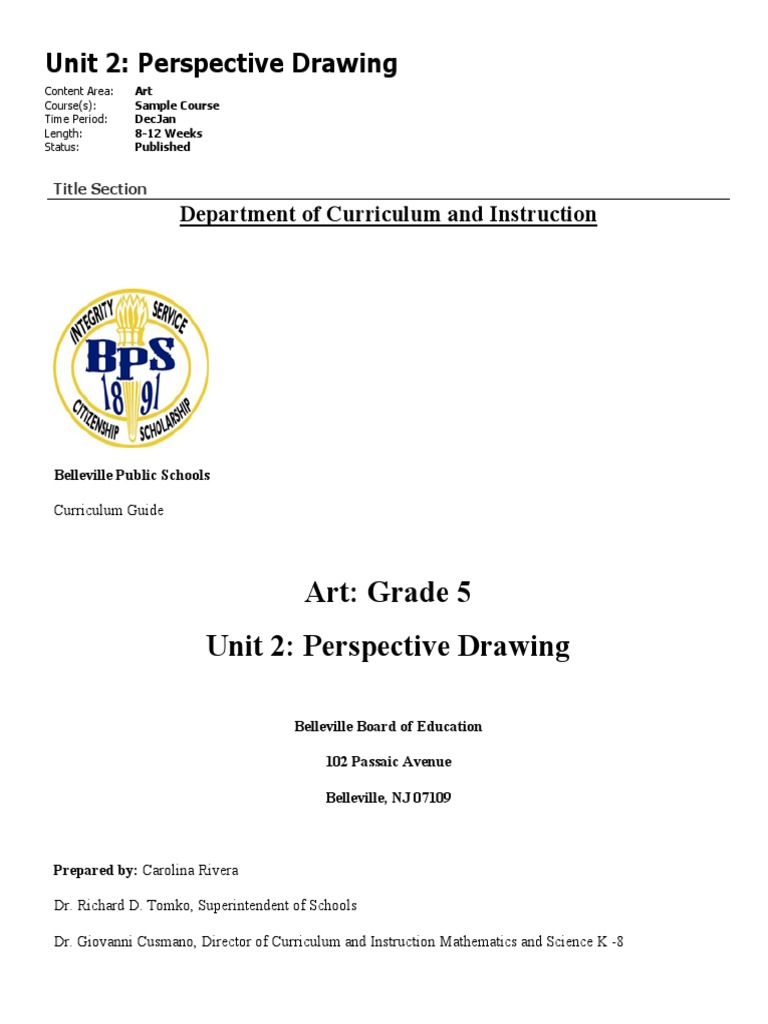 Art: Grade 5 Unit 2: Perspective Drawing | PDF | Perspective (Graphical) | Literacy