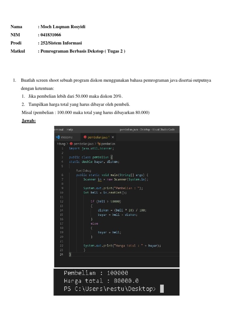 Program Java Diskon dan Deret Angka | PDF | Teknologi & Rekayasa