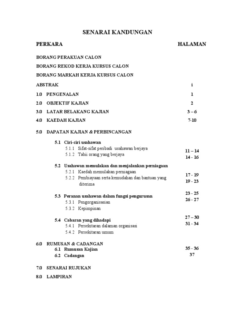 CTH Senarai Kandungan 2021 | PDF