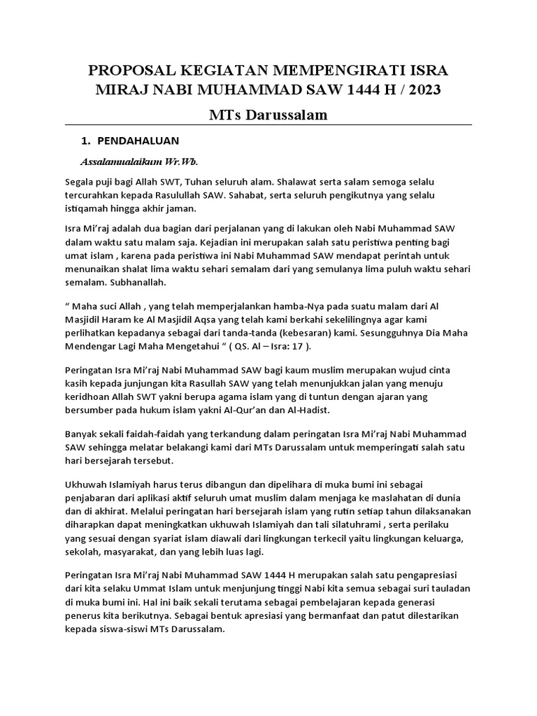 Proposal Isra Mi'raj Osis | PDF