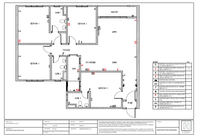 Construction Drawing: Electrical Indication Plan | PDF | Equipment ...