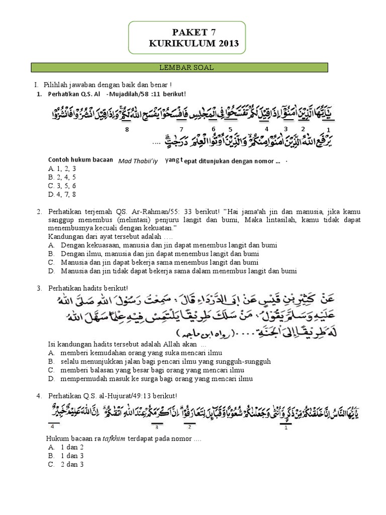 Paket Try Out 7 Pai | PDF | Agama & Spiritualitas