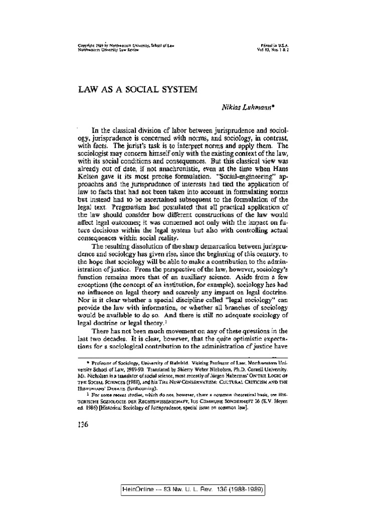 Law As A Social System | PDF | Sociology | Jurisprudence