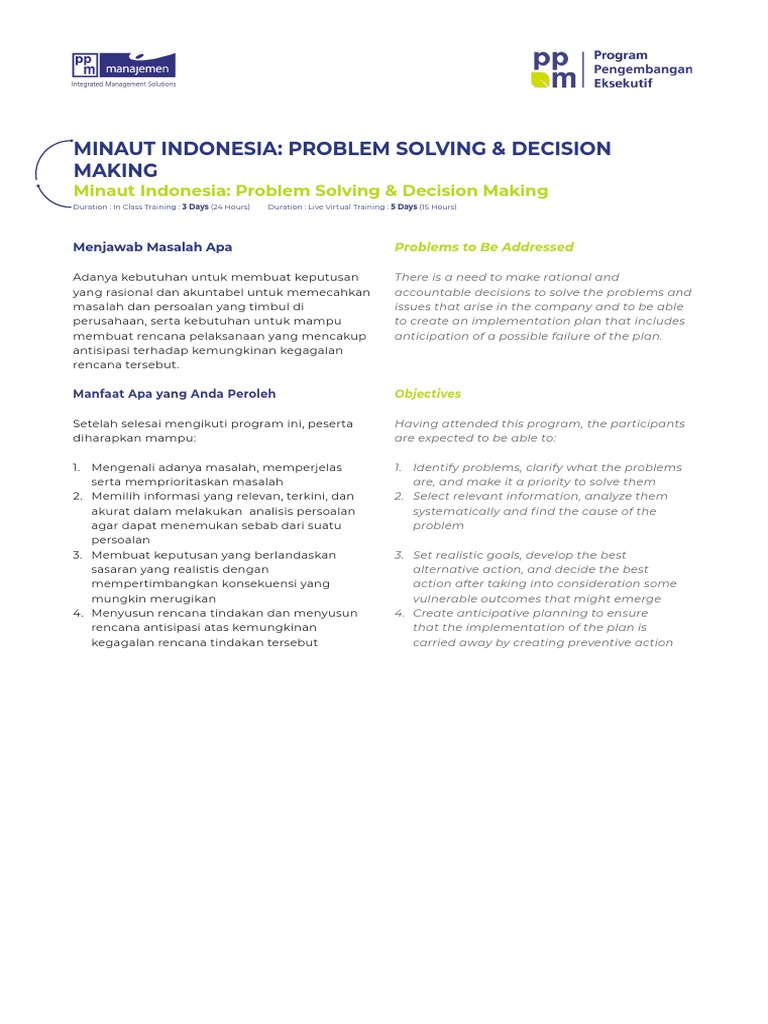 Minaut Indonesia - Problem Solving - Decision Making | PDF