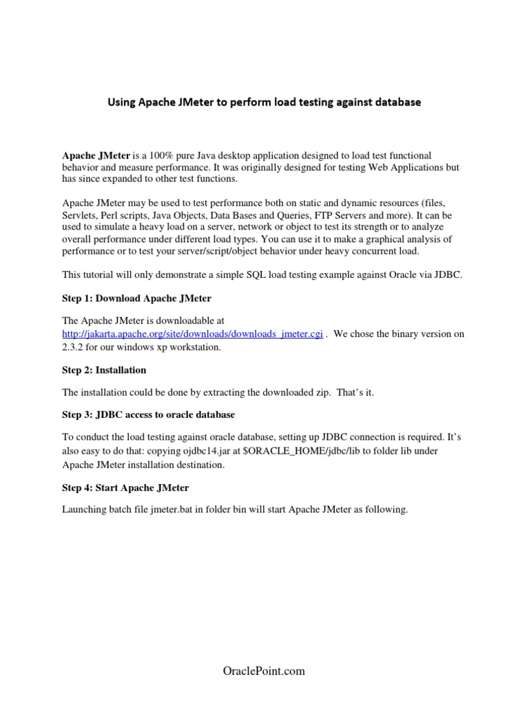 Load Testing Oracle with Apache JMeter | PDF | Oracle Database | Java ...