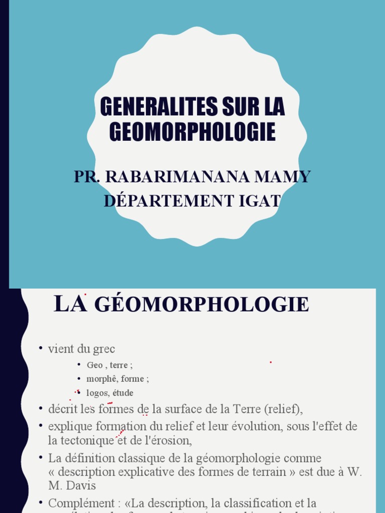 Généralités sur la géomorphologie | PDF | Géomorphologie | Sciences ...