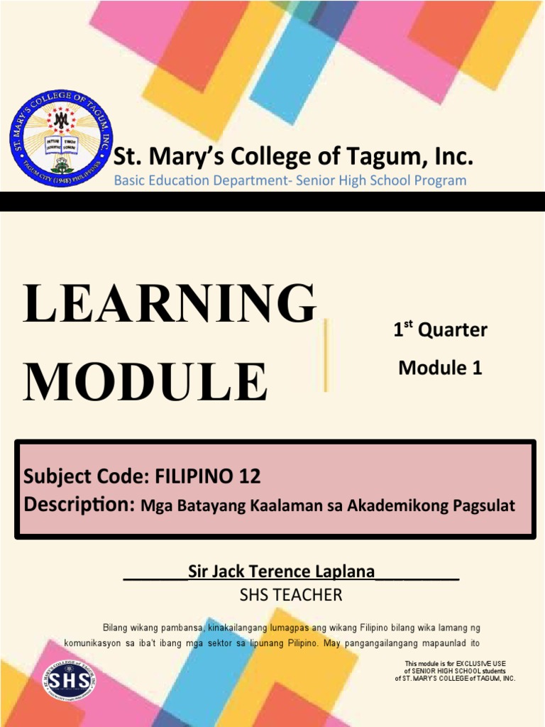 Fil. Sa Piling Larangan - Module.1 | PDF