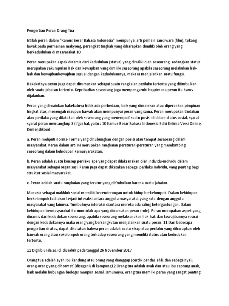 Pengertian Peran Orang Tua Pdf