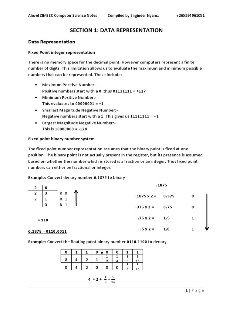 Data Representation | PDF | Decimal | Numbers