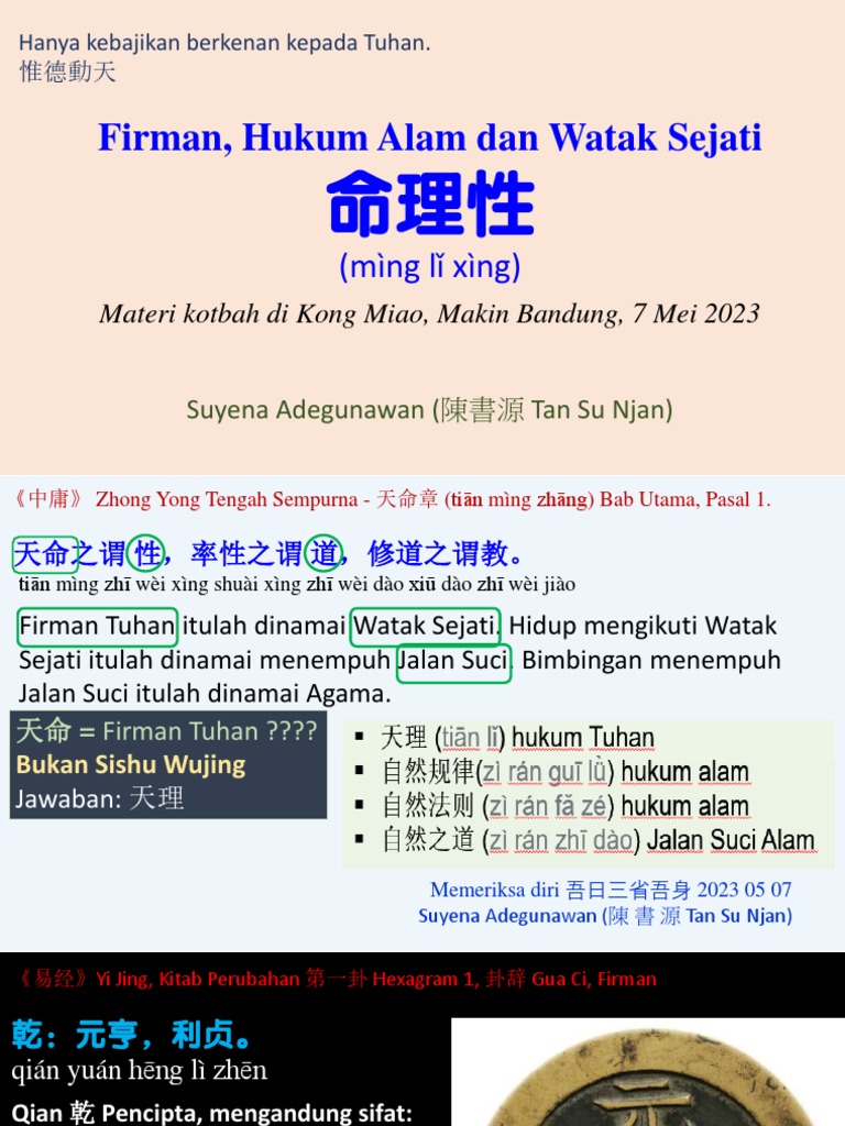 Firman, Hukum Alam Dan Watak Sejati 命理性 | PDF
