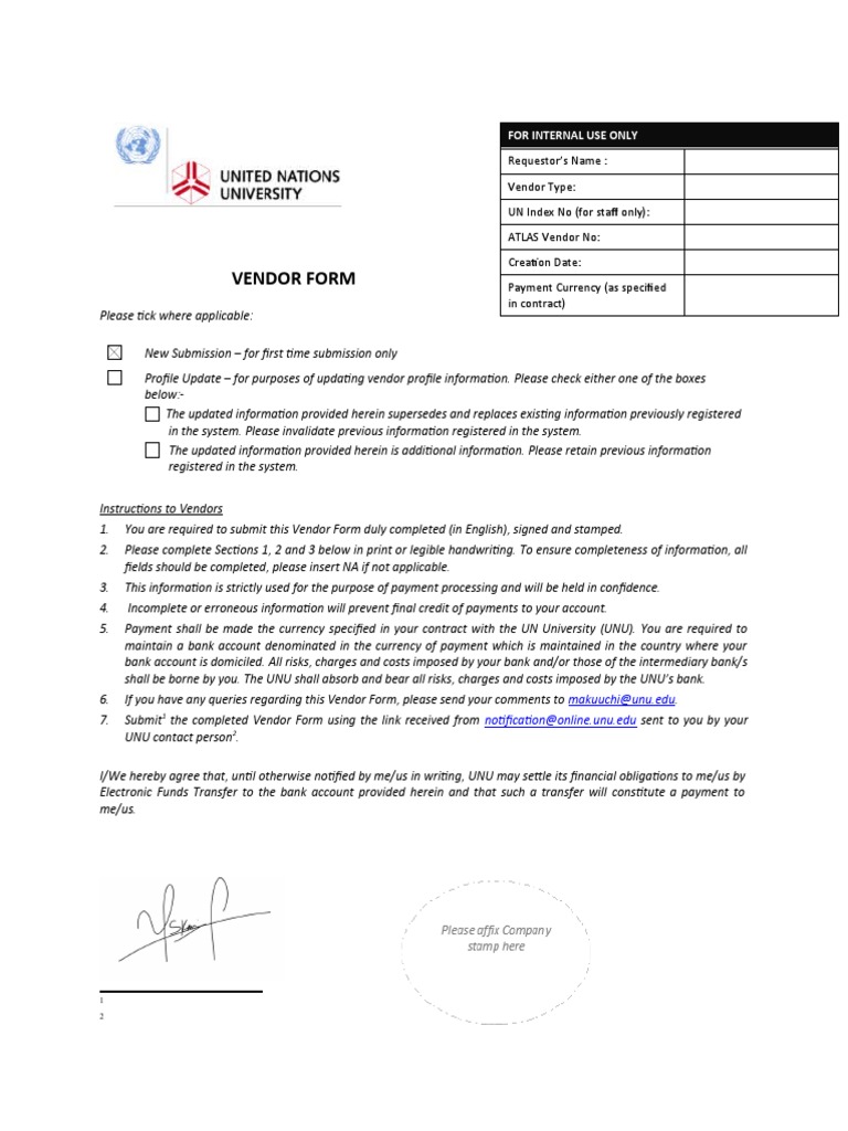 Vendor Form Submission Guide | PDF | Payments | Banks
