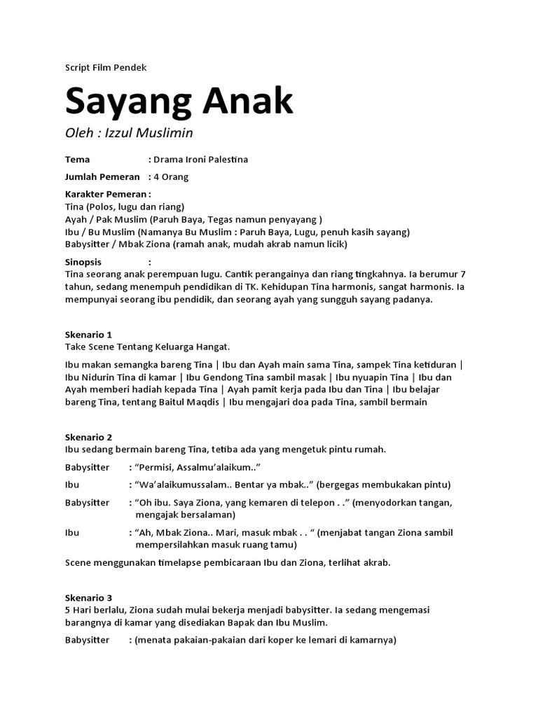 Script Film Pendek - Sayang Anak | PDF