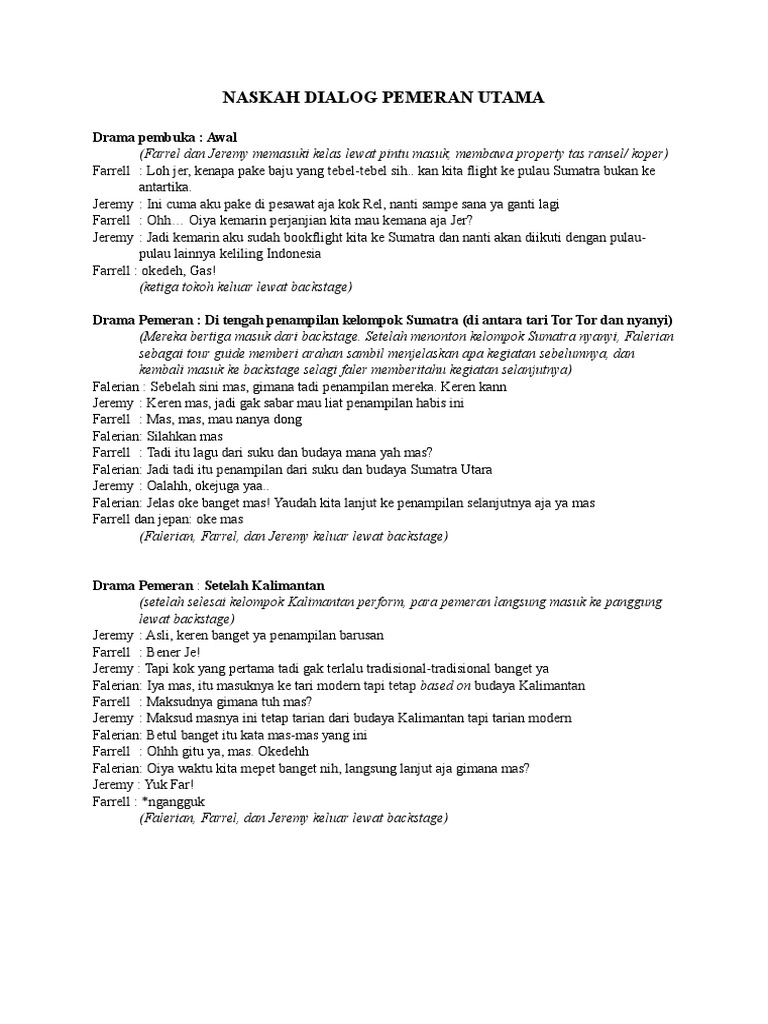 Naskah Dialog Pemeran Utama | PDF