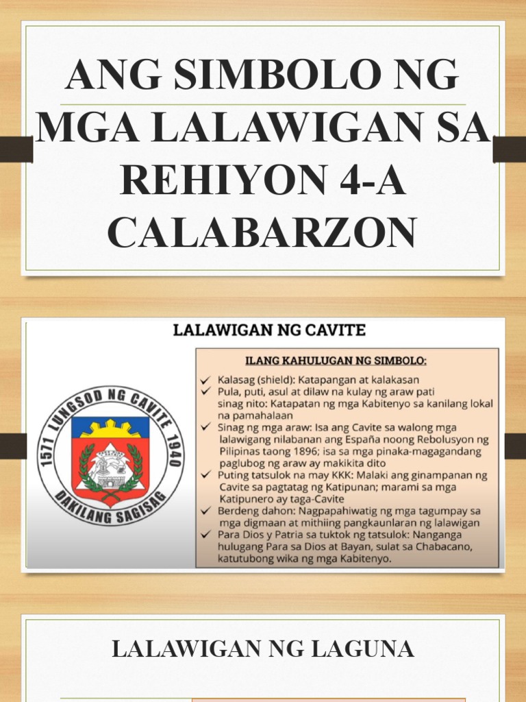 Ang Simbolo NG Mga Lalawigan Sa Rehiyon 4-A | PDF