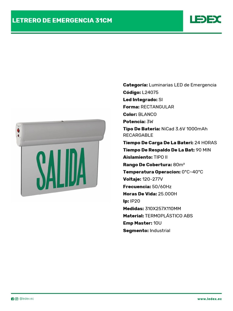 Letrero de Emergencia 31CM | PDF