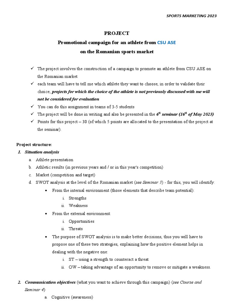 Project Structure 2023 - Promotional Campaign For An Athlete | PDF ...
