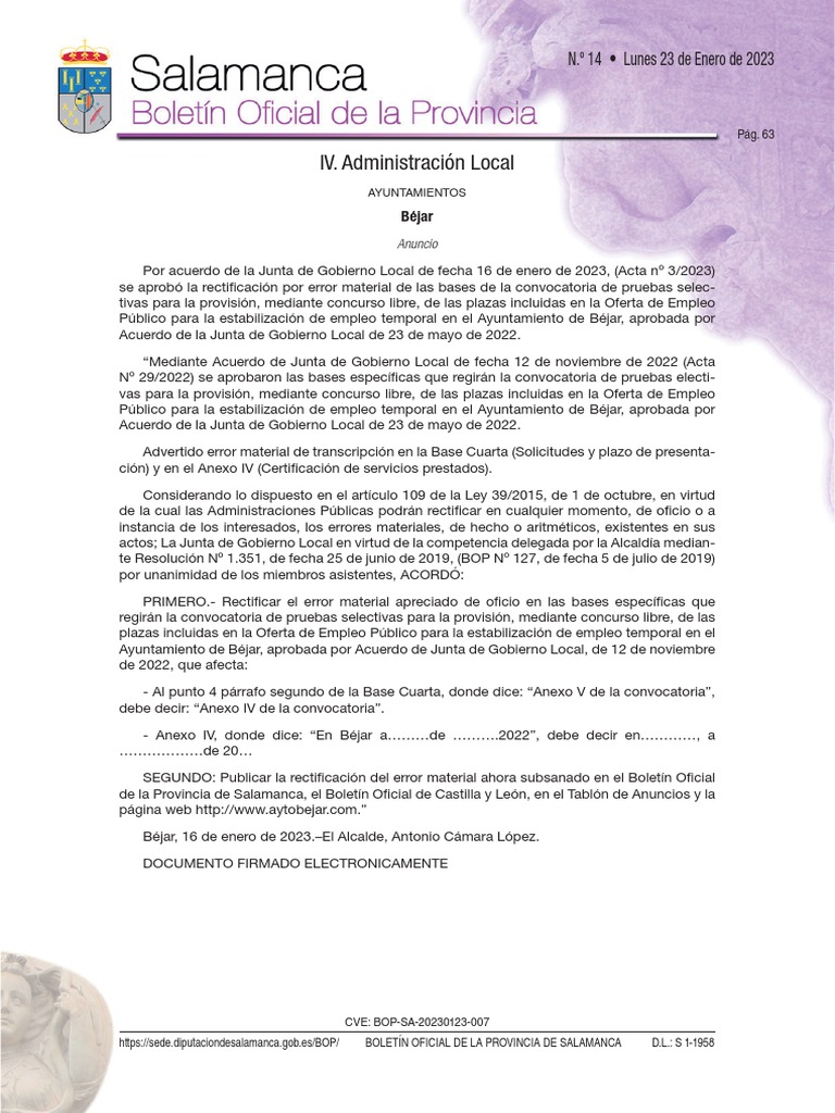 BOP-SA-20230123-007 Error Anexo V Por IV | PDF | Gobierno local | Gobierno