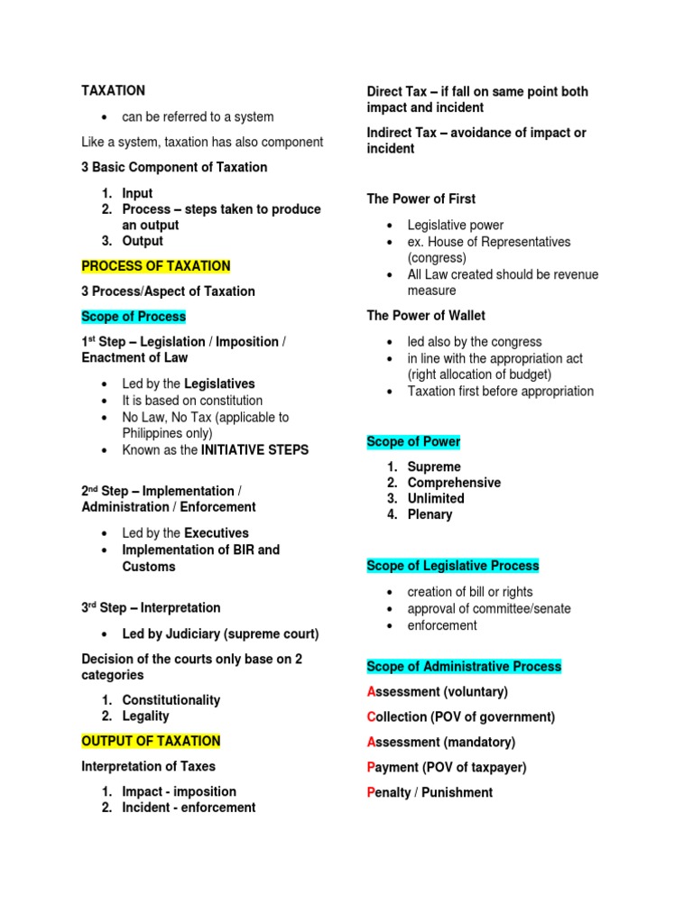 Income Taxation Notes Lesson 1 | PDF | Taxes | Taxation In The United ...