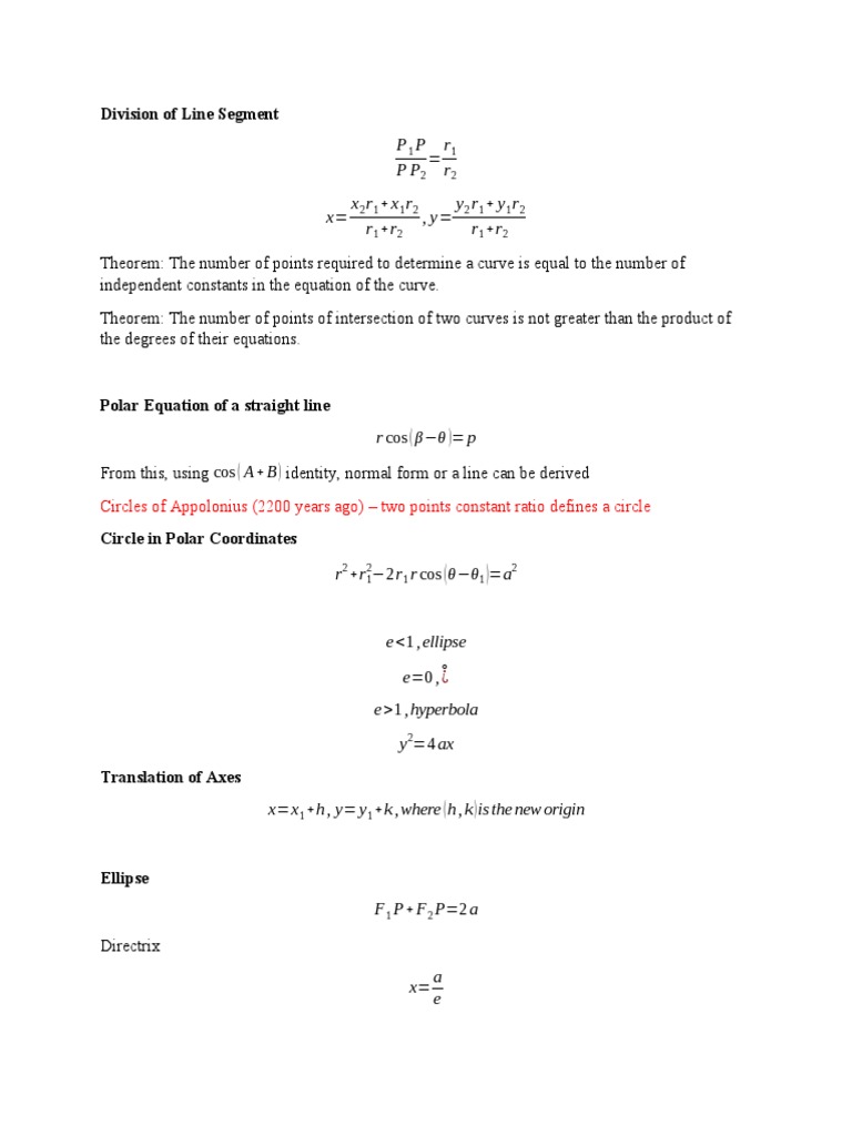 Division of Line Segment | PDF | Ellipse | Elementary Mathematics