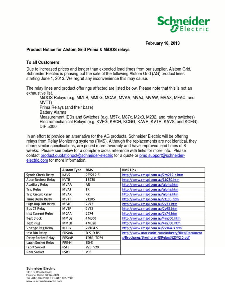 Product Notice Alstom Relays | PDF | Relay | Power Engineering
