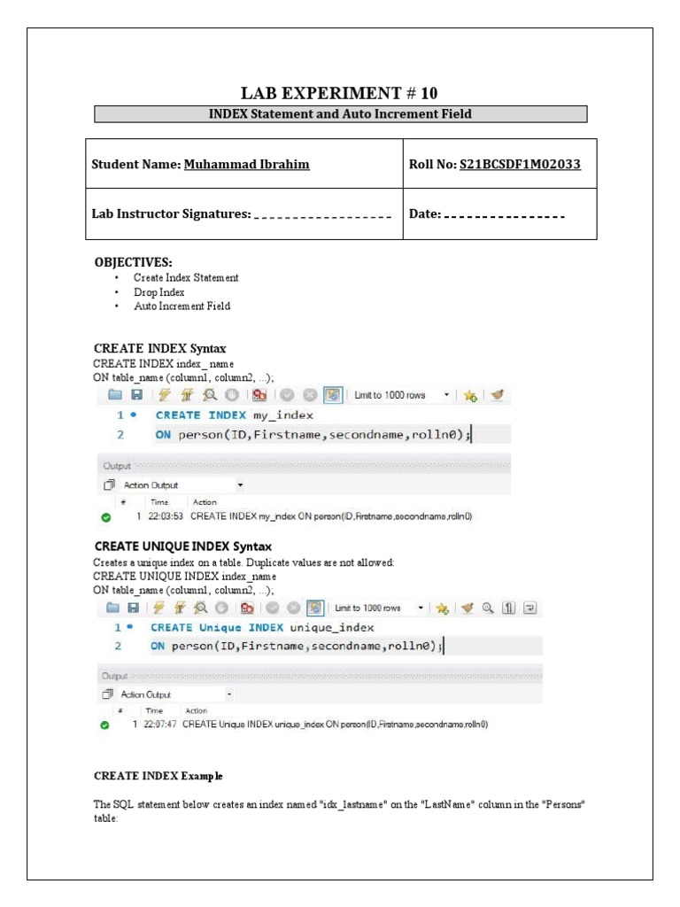 Lab 10 DB | PDF | Database Index | Computing