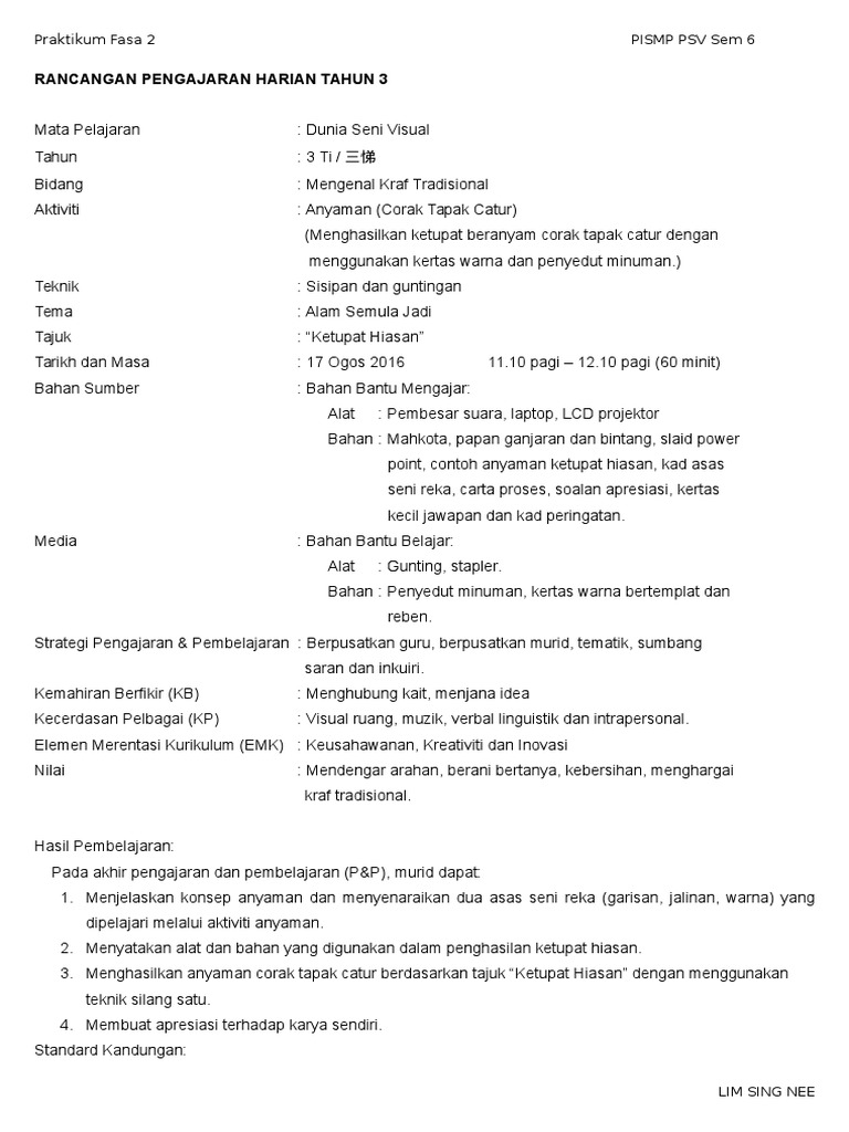 New RPH Anyaman Tahun 3 - Compress | PDF