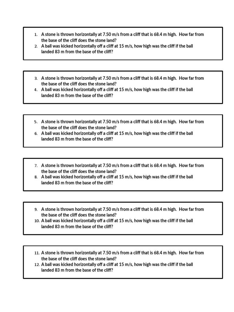 Horizontal Projectile Motion Problems | PDF | Sports | Team Sports