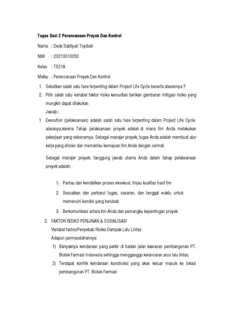 Perencanaan Proyek & Kontrol | PDF