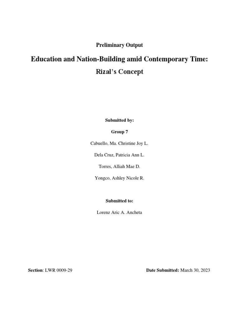 Rizal's Concept of Education and Nation-Building | PDF | Cost Of Living ...