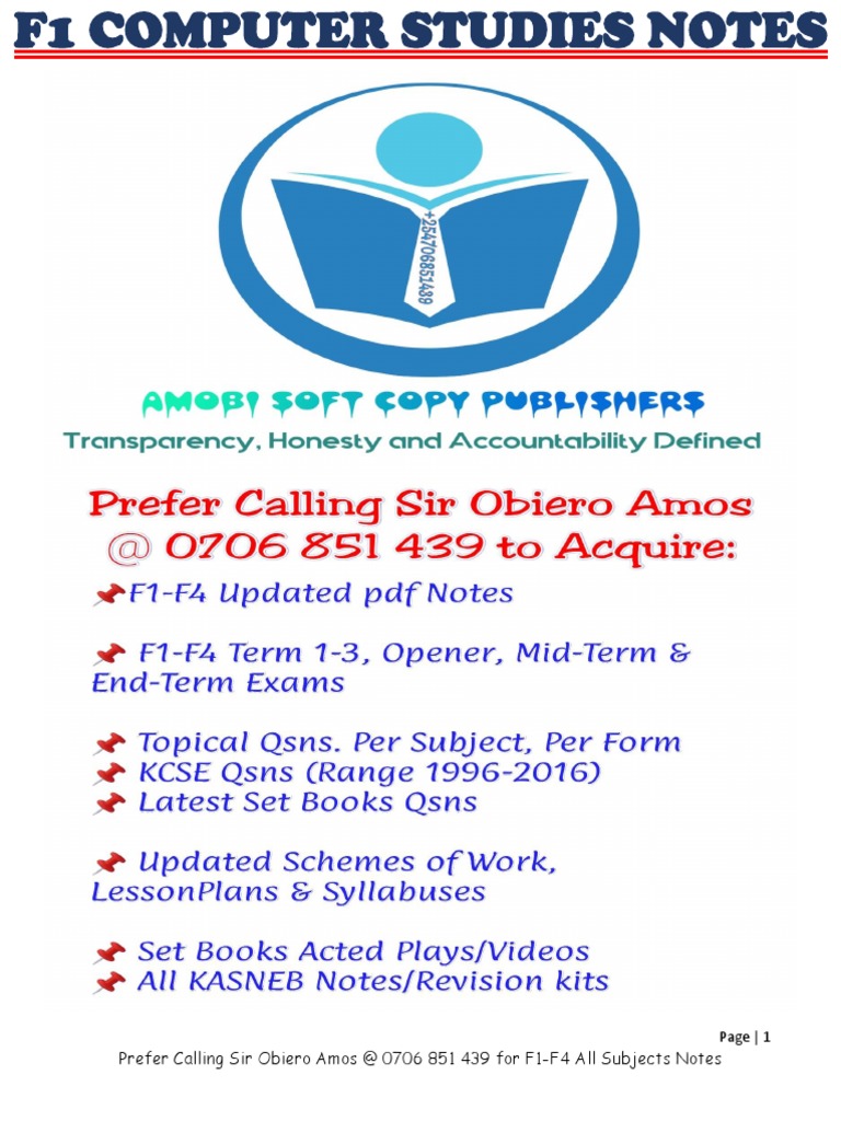 Introduction to Computer Studies Notes | PDF