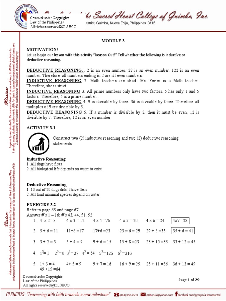 Module 3 MMW BSIT-1 | PDF | Inductive Reasoning