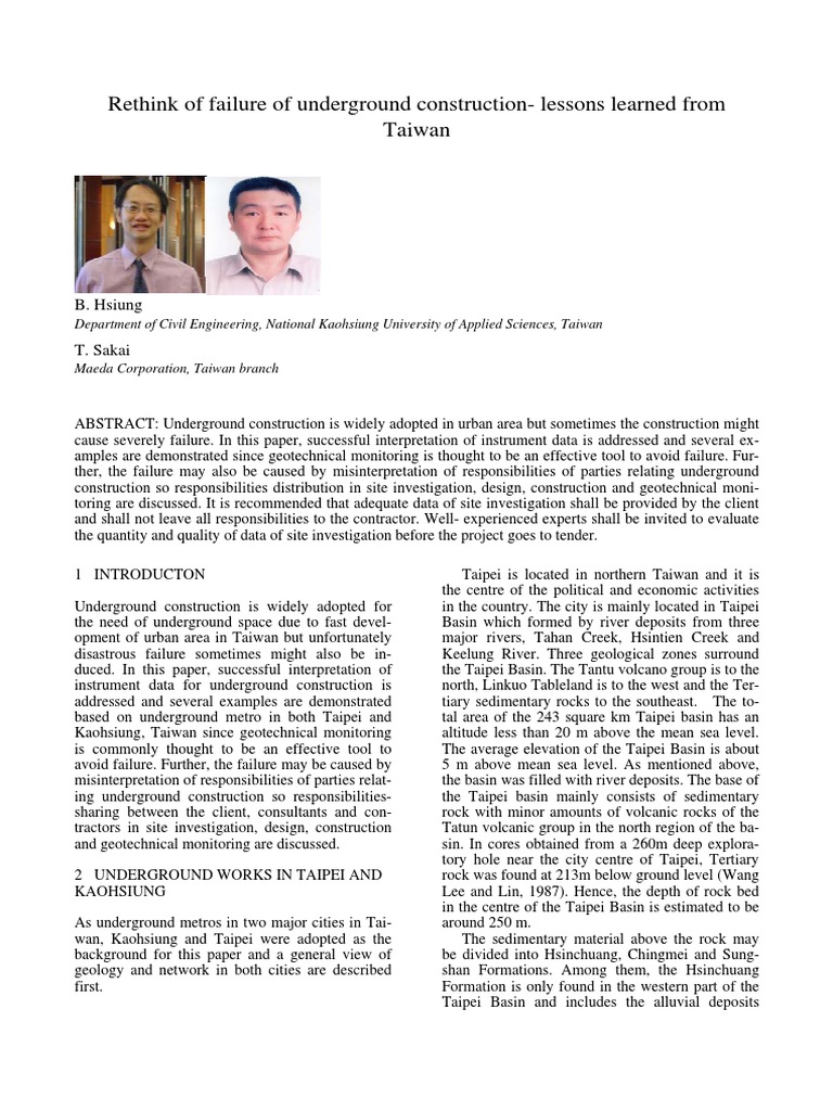 Lessons from Taiwan's Underground Failures | PDF | Geotechnical ...