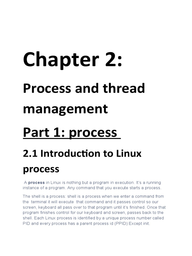 Hawassa University Chapter 2 Linux Operating System Project | PDF | Thread (Computing) | Process ...