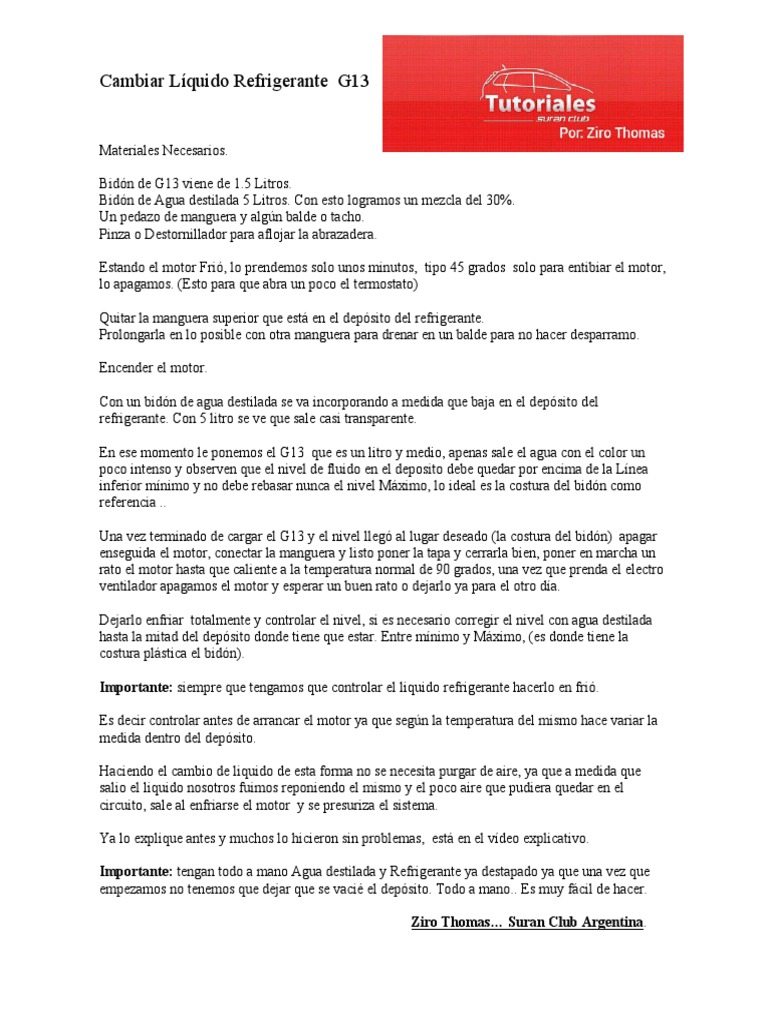 Cambiar - Líquido - Refrigerante - G12 - G13. Z | PDF