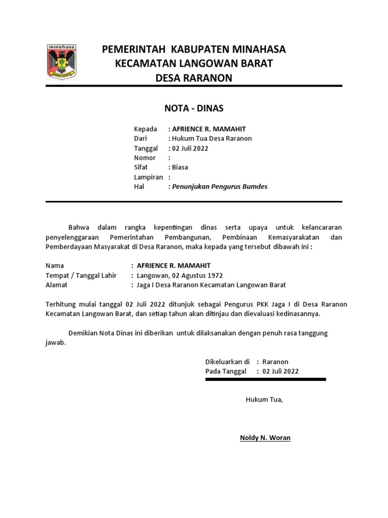 Nota Dinas | PDF