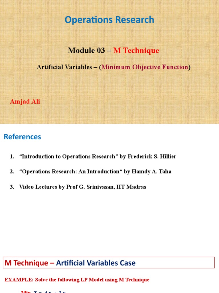 3.3a - Simplex Method (M Method) - Min Objective | PDF | Mathematical Optimization | Mathematics