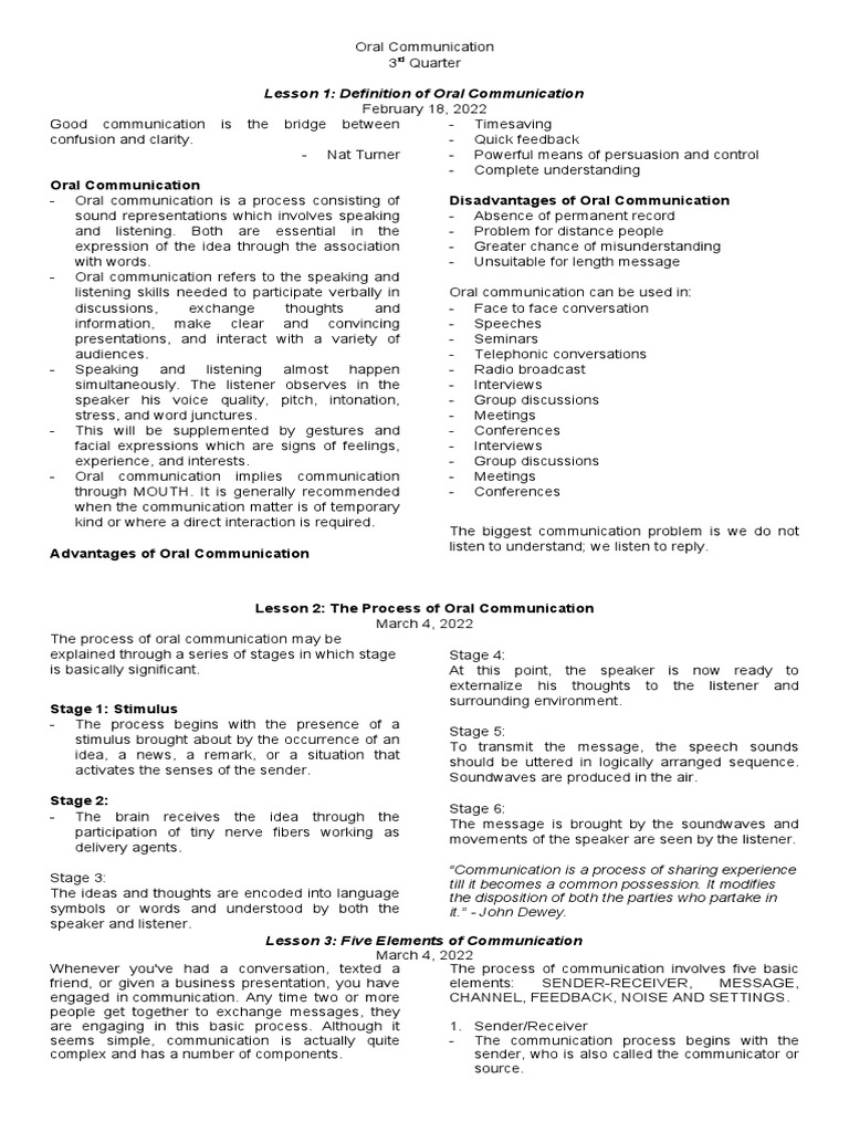 Oral Communication | PDF | Communication | Nonverbal Communication