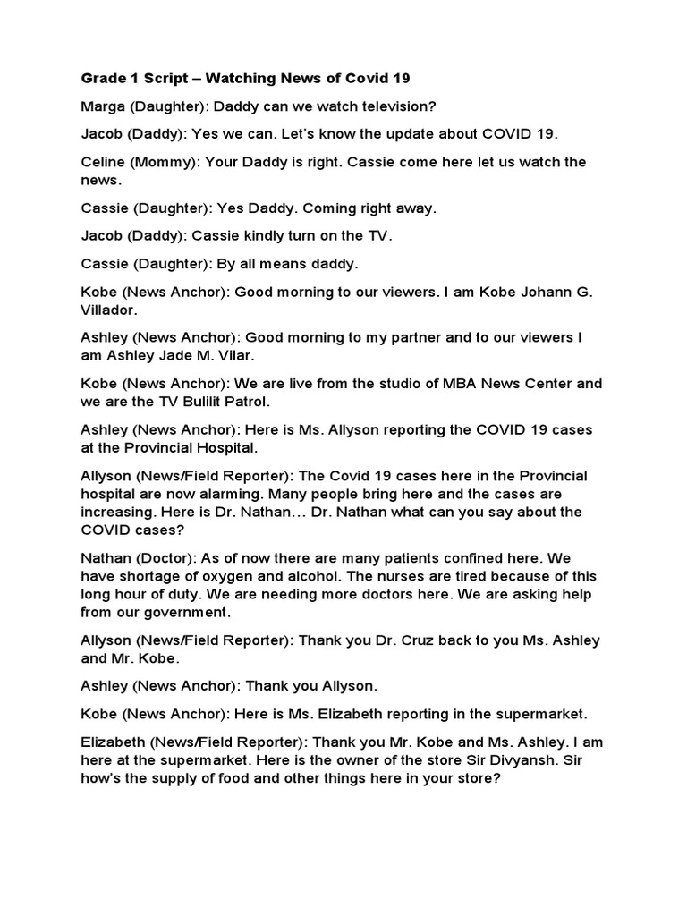 Grade 1 Script | PDF