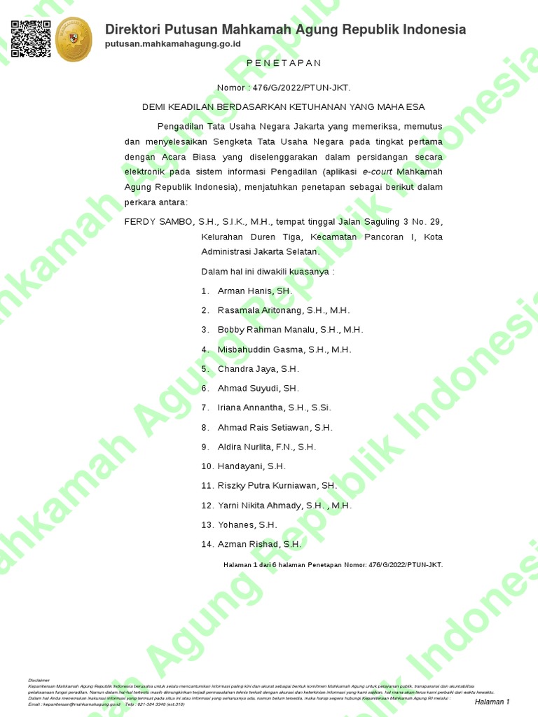 Putusan 476 G 2022 Ptun - JKT 20230429205850 | PDF
