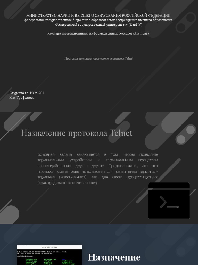 Протокол эмуляции удаленного терминала Telnet | PDF